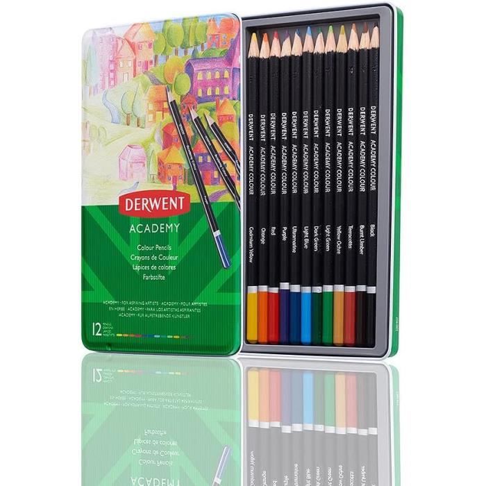 Derwent Academy - Set de 12 Crayons de Couleurs dans une Boîte de ...