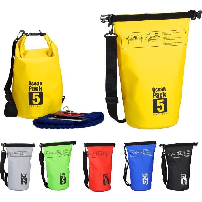 Sac Étanche TRAHOO - Ocean Pack 5 Litres - Jaune - Pour Camping et ...