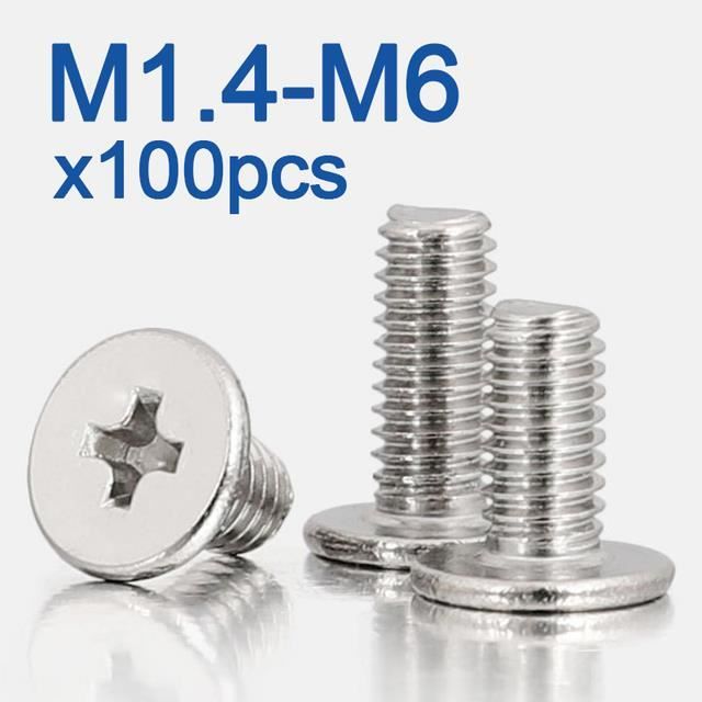 VIS,M5-30mm x100pcs--Vis À Tête Plate En Acier Inoxydable M1.4 M1.6 M2 M2.5 M3 M4 M5 M6, 100 ...