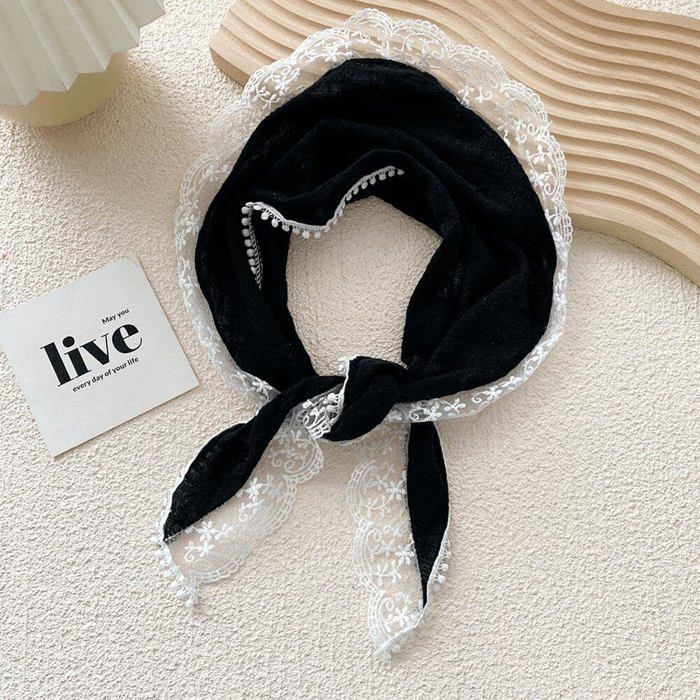 Lace Hair Bandanas Head Kerchief Pour Les Femmes Triangle Hair Scarf ...