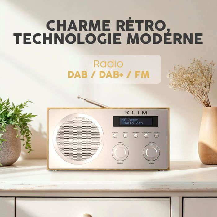 Radio réveil DAB+ Bluetooth - TURBIX - Boîtier en bois - Radio DAB ...