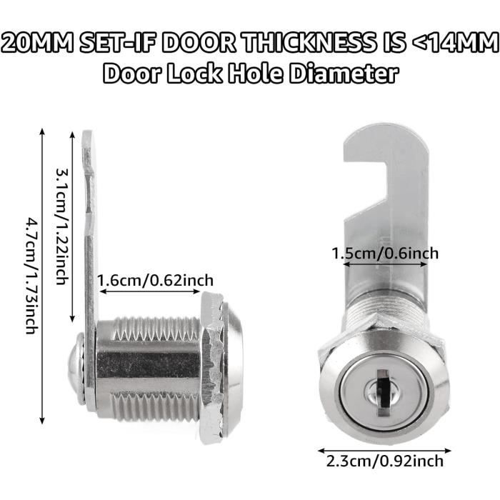 Lot De 6 Serrures Boîte Aux Lettres, 20 Mm Serrure Armoire Metallique, Barillet Boîte Aux ...