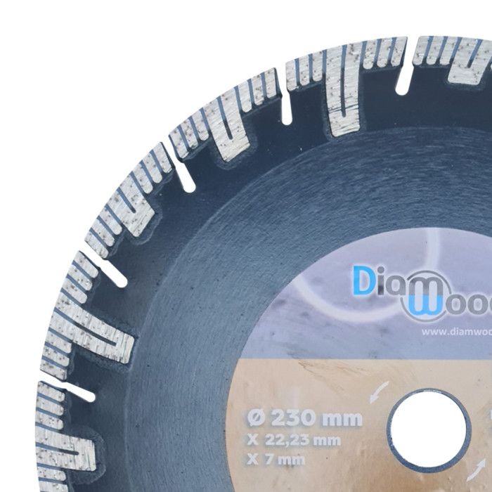 Disque diamant turbo - DIAMWOOD - TURBOCUT - 230 mm - Alésage 22,23 mm ...