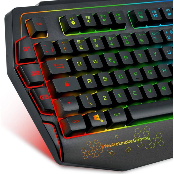 [New] K900 Gaming Keyboard QWERTY UK 105 Semi-Mechanical Keys -9-Mode LED RGB backlighting ...
