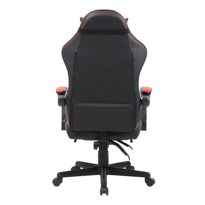 Chaise gaming ergonomique noir rouge, repose-pieds extensible, coussin ...