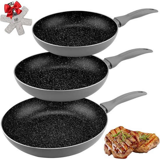 KARL HAUSMANN Lot de Poêles Induction 18+22+26 cm - Set de Poele Granit ...