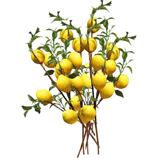 QYLJZB Lot de 6 branches de citron artificielles de 50,8 cm, 5 faux ...