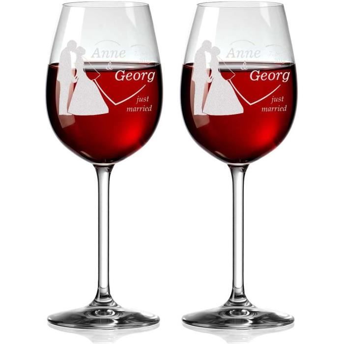 2 Verres à vin Leonardo personnalisés avec Gravure - Verre à vin Cadeau ...