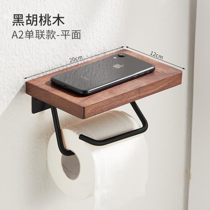 Porte Papier Toilette,Porte-mouchoirs mural en métal et bois,étagère ...