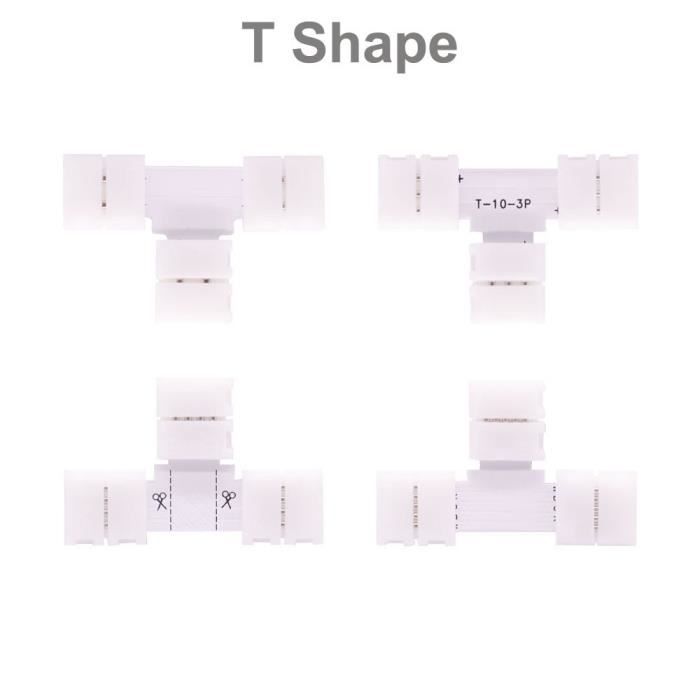 Forme t - 10pcs - 3pins - Connecteur D'angle Sans Soudure Pour Bande ...