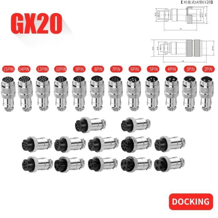 Acosité GX20 - 5 séries (femelle masculine) - 12p - Mâle Et Femelle D'accueil Aviateur Prise De ...
