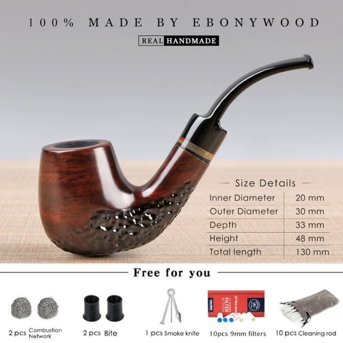 Pipe,pipe à fumer en bois avec outils gratuits,ensemble fait à la main ...