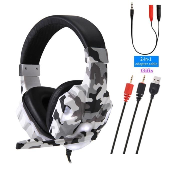 Casques,Casque de Gaming avec micro et lumière LED,pour ordinateur PC ...