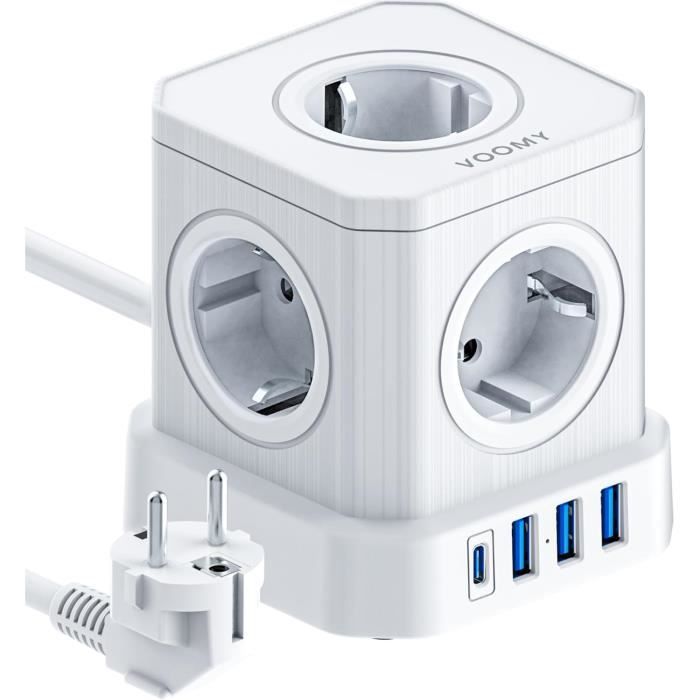 Cube Multiprise Prise 9-en-1, 4000 W, avec 5 Prises, 3 USB-A et 1-USB-C ...