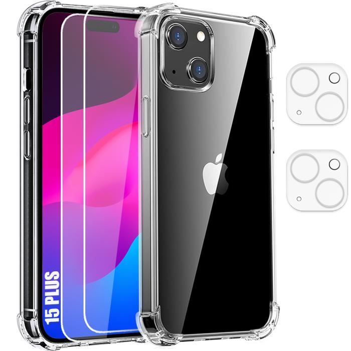 Coque pour iPhone 15 Plus + 2 Vitres Protection d'écran Verre Trempé et ...