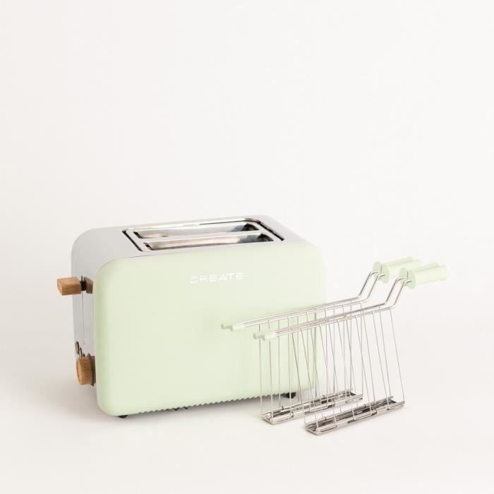 CREATE - PACK TOAST RETRO Petit Grille-pain à fentes larges + 2 GRILLES ...