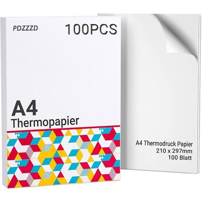 Papier thermique A4 - 100 Feuilles - 210x297mm - Compatible imprimantes ...