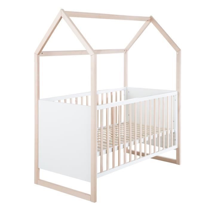 ROBA Lit Bébé Cabane 70 x 140 cm - Convertible + Réglable en Hauteur ...