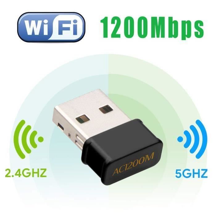 Adaptateur mini-USB WiFi Adaptateur WiFi 1200Mbps clé WiFi AC Dual Band ...