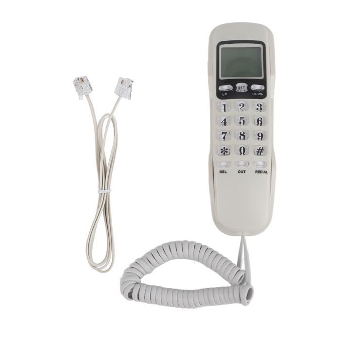 Tbest téléphone d'identification de l'appelant KX-T888CID Téléphone à écran LCD blanc anglais ...