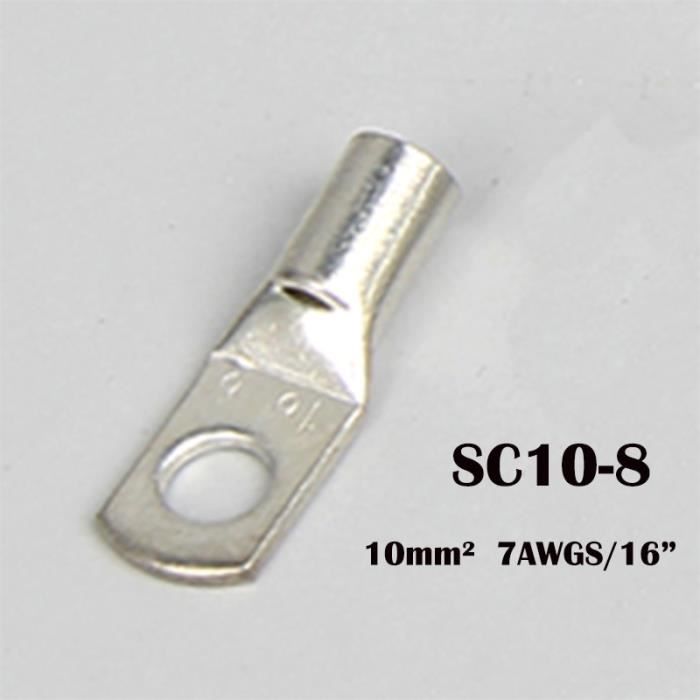 COSSE ELECTRIQUE,10mm2 7AWG 8mm--50 pièces boulon trou étamé cuivre câble cosses batterie bornes ...