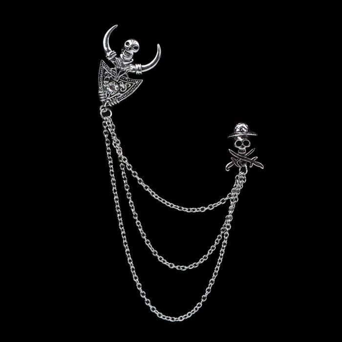 BROCHE,14--Costume pour homme, chemise, col, gland, chaîne, revers ...