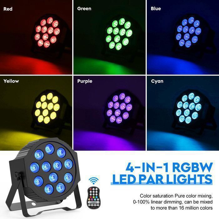 Lampe de Scène LED Mobile RGBW -UKING-12 LEDs- PACK DE 2-Jeux de ...