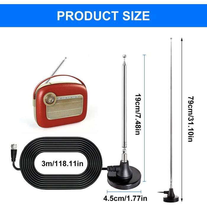 Antenne Radio Dab FM Maison Télescopique Antenne Numérique 79CM ...