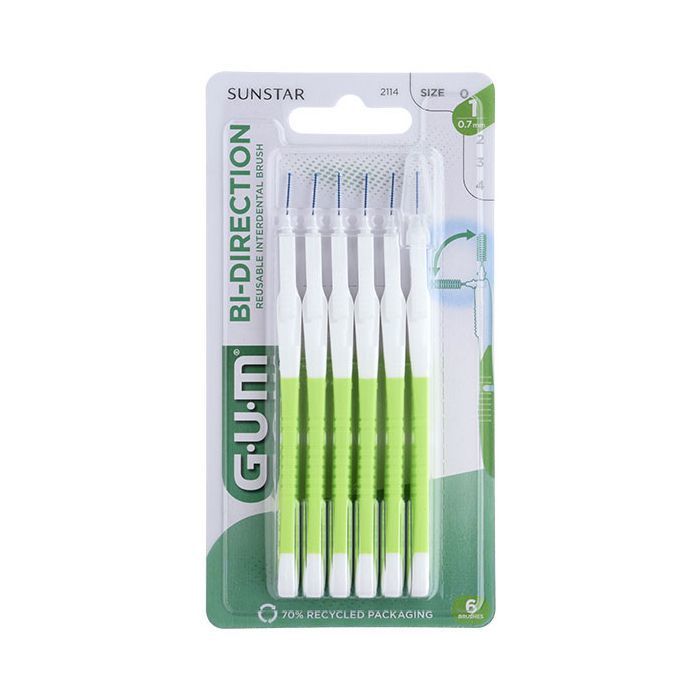 Gum Brossette Interdentaire Bi-Direction 0,7mm Vert 6 unités ...