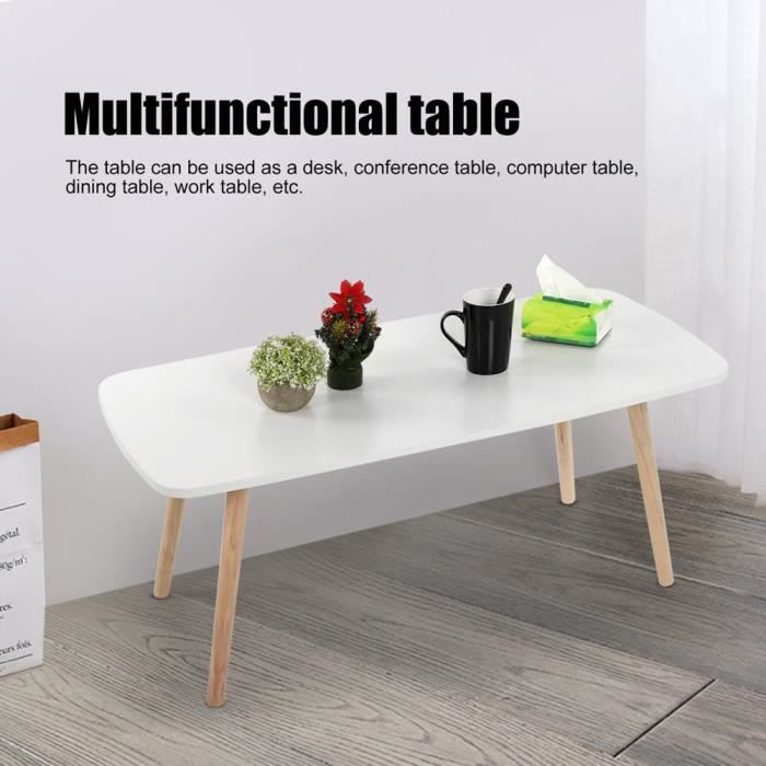 Table Basse Rectangulaire Multifonction MDF Blanc - HURRISE ...