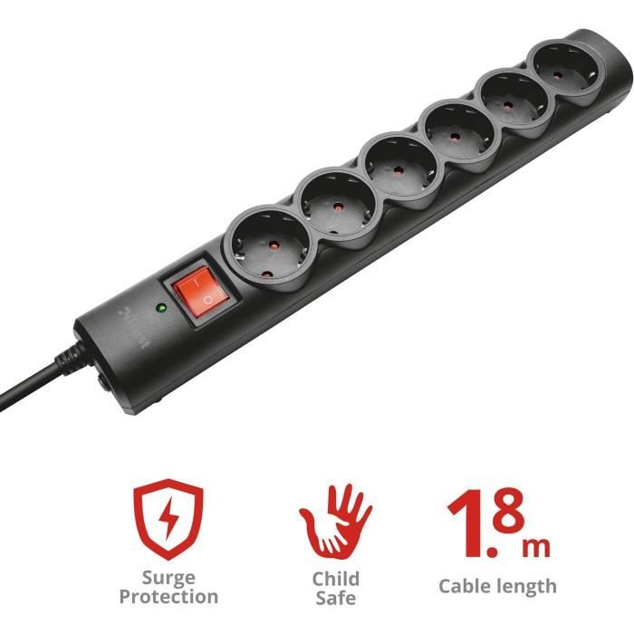 Multiprise Electrique 6 Prises, Prise Multiple 180 Cm, Multiprise ...