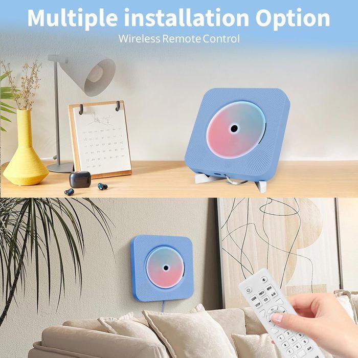 Lecteur CD Bluetooth Portable Multifonction Double Haut-parleurs HiFi ...