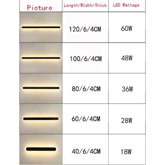 Longue Barre Salon Applique Murale Interieur Led Dimmable Lampe Murale Moderne Up Down Chambre ...