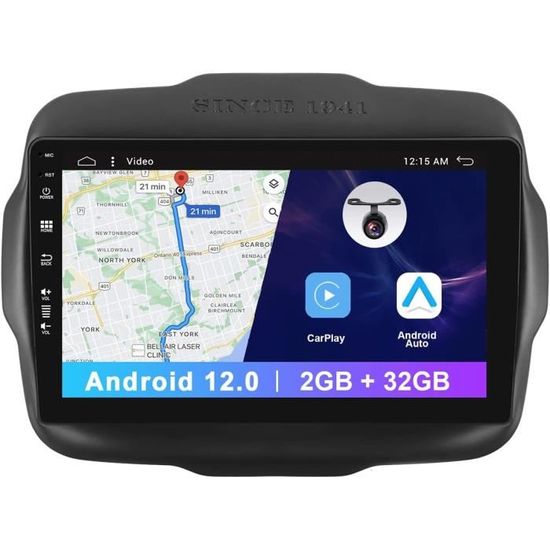 Autoradio Android 12 Double Din Pour Jeep Renegade 2015-2019 Gps | Caméra Arrière Gratuite | Ips ...
