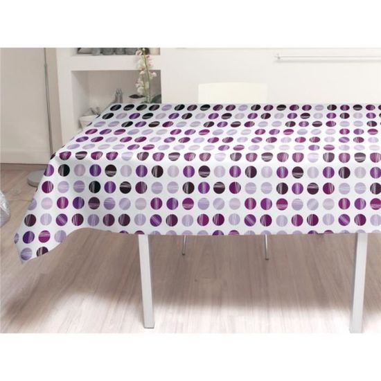 Nappe toile cirée rectangle 140x240 cm CRIPS prune - Cdiscount Maison