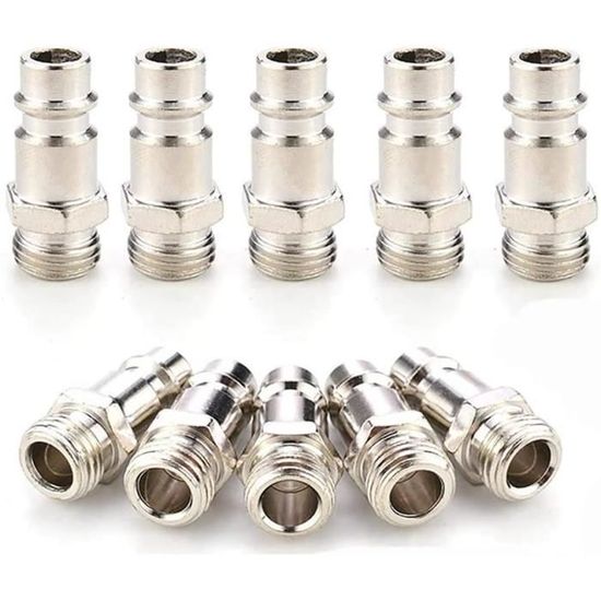 Lot De 10 Raccords Rapides Femelles Mâles À Dégagement Rapide Pour Tuyau À Air De 6,35 Mm Bsp ...