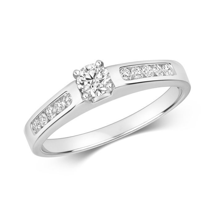 Bague Femme Solitaire Fiancailles Or Blanc 375/1000 et Diamant Brillant ...