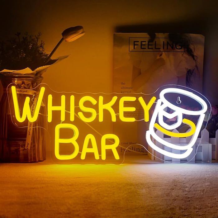 Whiskey Bar LED Neon Sign Wall Decor Sign Light for Home Bar Cart ...