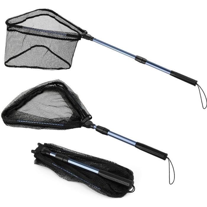 Epuisette de Pêche Pliable Téléscopique Filet Triangulaire Poisson ...