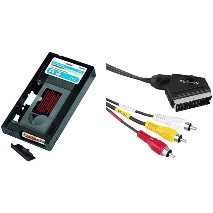 Cassette adaptatrice (VHS-C-VHS, motorisée, 6 mm) Noir & Câble vidéo ...