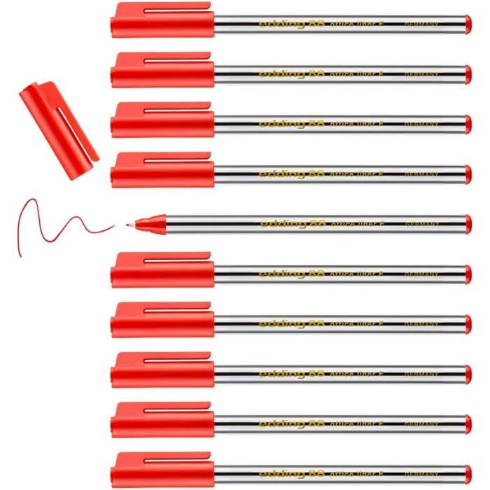 88 Feutre Fin - Rouge 10 Stylos - Pointe Ronde,6 Mm - Feutre Fin Pour ...