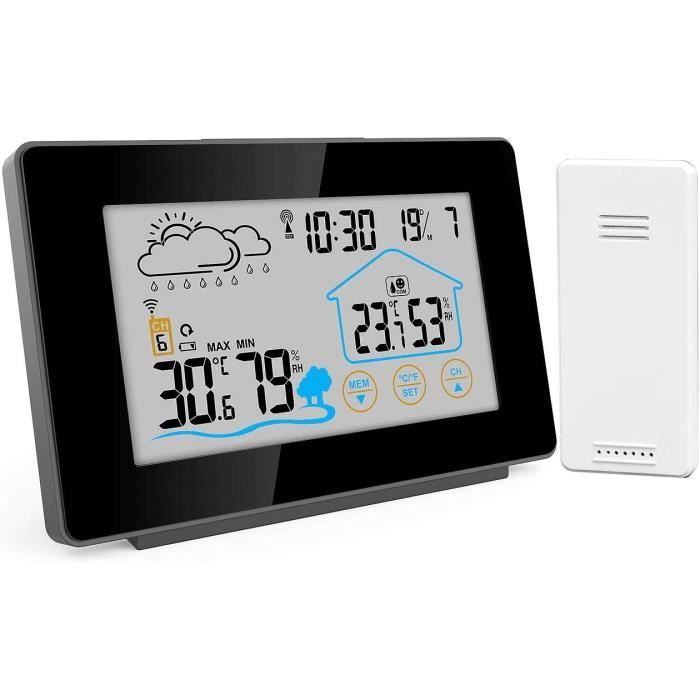 Hygromètre: Station météo sans Fil avec capteur extérieur, Fonction Tactile d'affichage ...