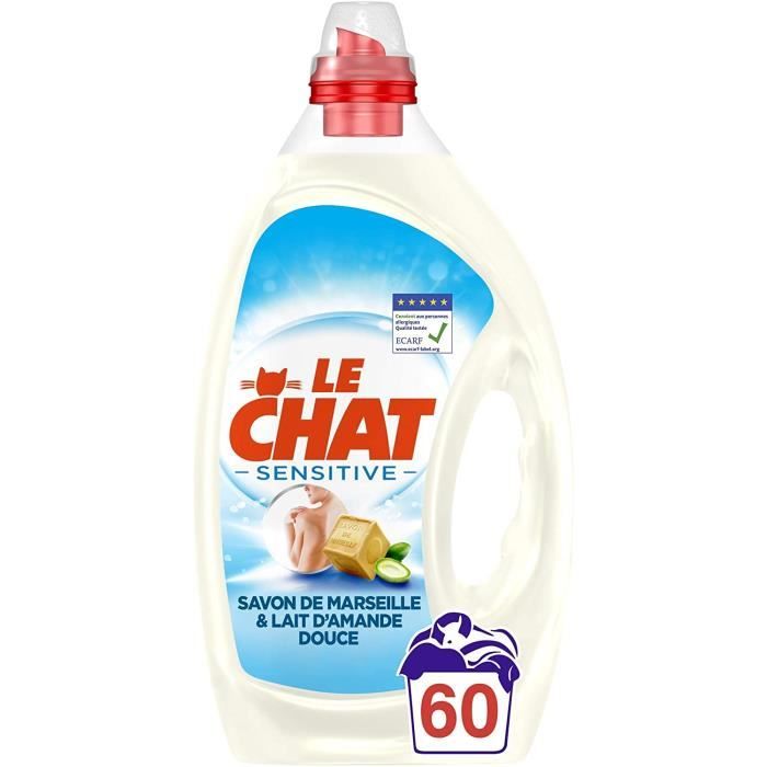 LESSIVE Le Chat Sensitive – 60 Lavages (3L) – Lessive Liquide ...