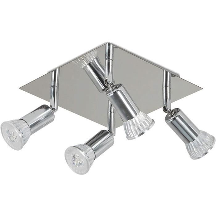Plafond Moderne 4 Voies Light - Carré Chrome Réglable Gu10 Spotlight ...
