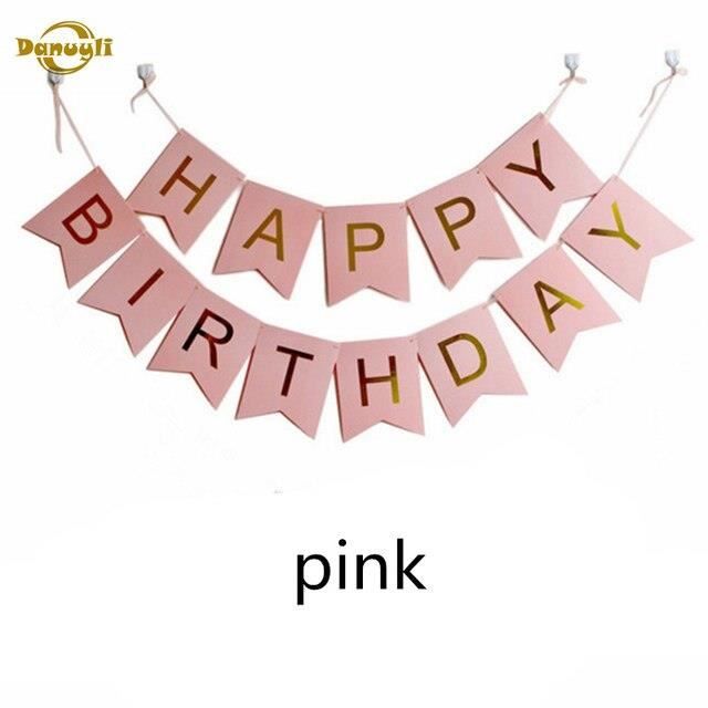 Un rose - banderole drapeau joyeux anniversaire pour enfants, 1 lot de ...
