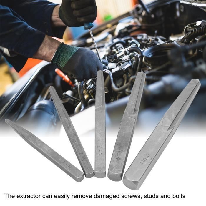 Extracteur de boulon cassé - CIKONIELF - Taille Compacte - 5pcs extracteur de vis - Acier au ...