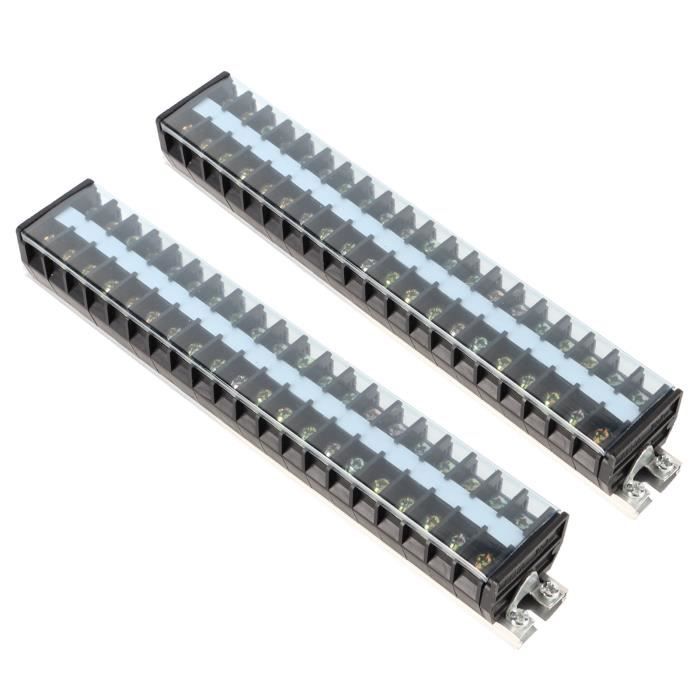 2pcs bornier à vis double rangées 660V 20A couvercle anti-poussière ...