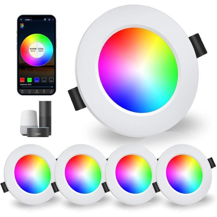 ® Spot Led Encastrable Dimmable, Rgb Spots De Plafond 5W, Compatible ...