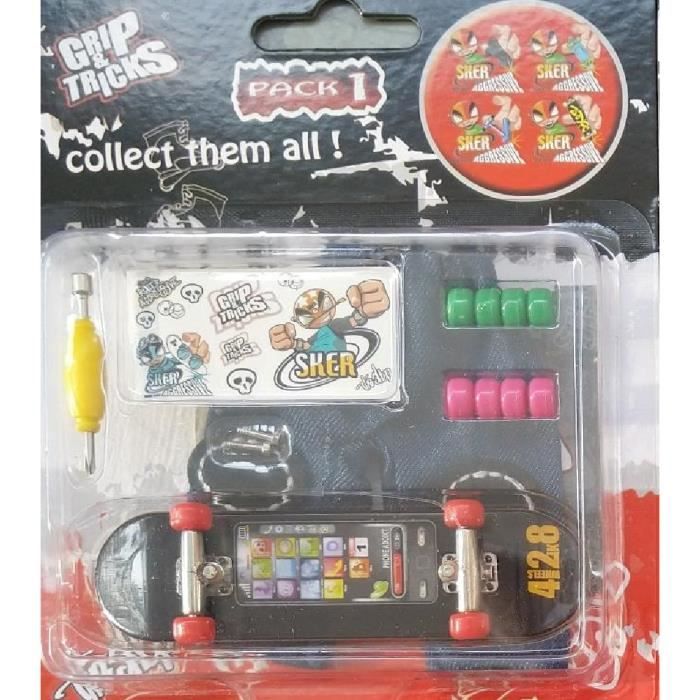 Finger skateboard - GRIP&TRICKS - 4 roues - Pack d'hiver - 1 planche à ...
