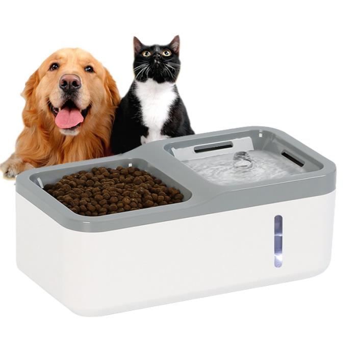 Distributeur Eau pour Chat, 2 en1 Fontaine A Eau et Nourriture Chat ...